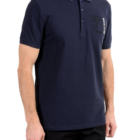 Versace Collection | Shirts | Versace Collection Mens Navy Blue Logo ...